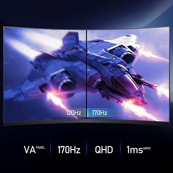 Amazon.com: KOORUI 32 inch Curved Gaming Monitor - QHD (2560 x 1440) 2K ...