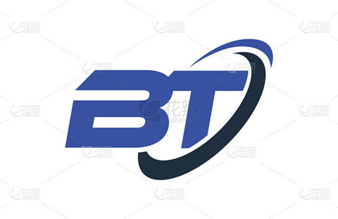 Bt 标志旋风椭圆蓝色字母矢量概念