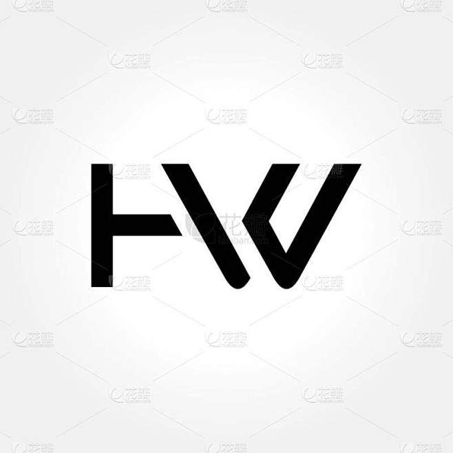 字母Hw标志设计矢量模板。 初步Hw矢量说明