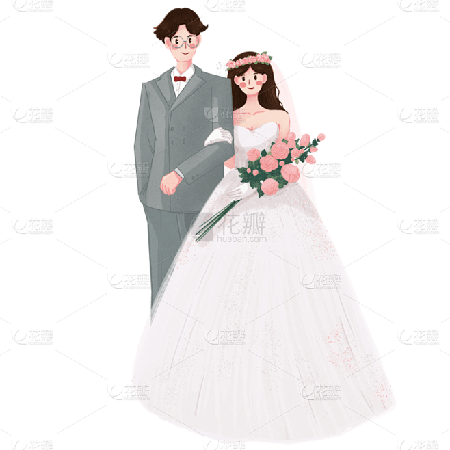 手绘风 人物插画贴纸 婚礼 2765