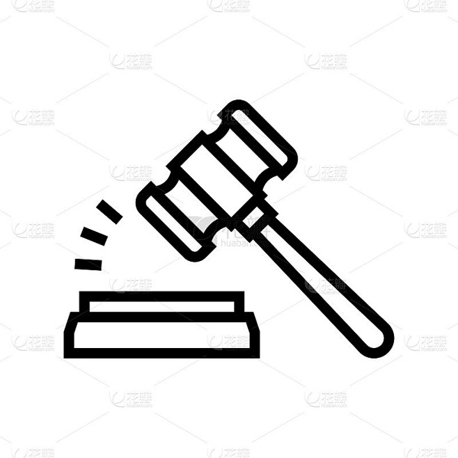法官锤线图标矢量插图