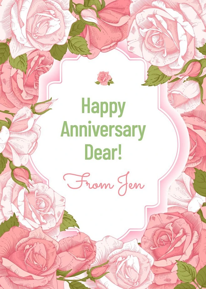 Literary Hand Painted Flower Surround Frame Wedding Greeting Card素材-花瓣网