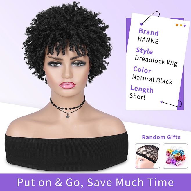 Amazon.com : HANNE Short Afro Dreadlock Wig for Black Women and Men ...