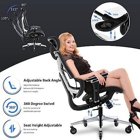Amazon.com : Multifunctional Big and Tall Mesh Office Chair ...