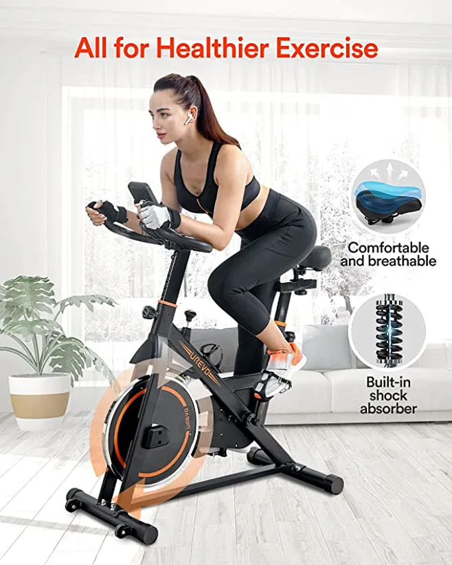 Amazon.com: Exercise Bike for Home, UREVO Stationary Bike with Floor ...