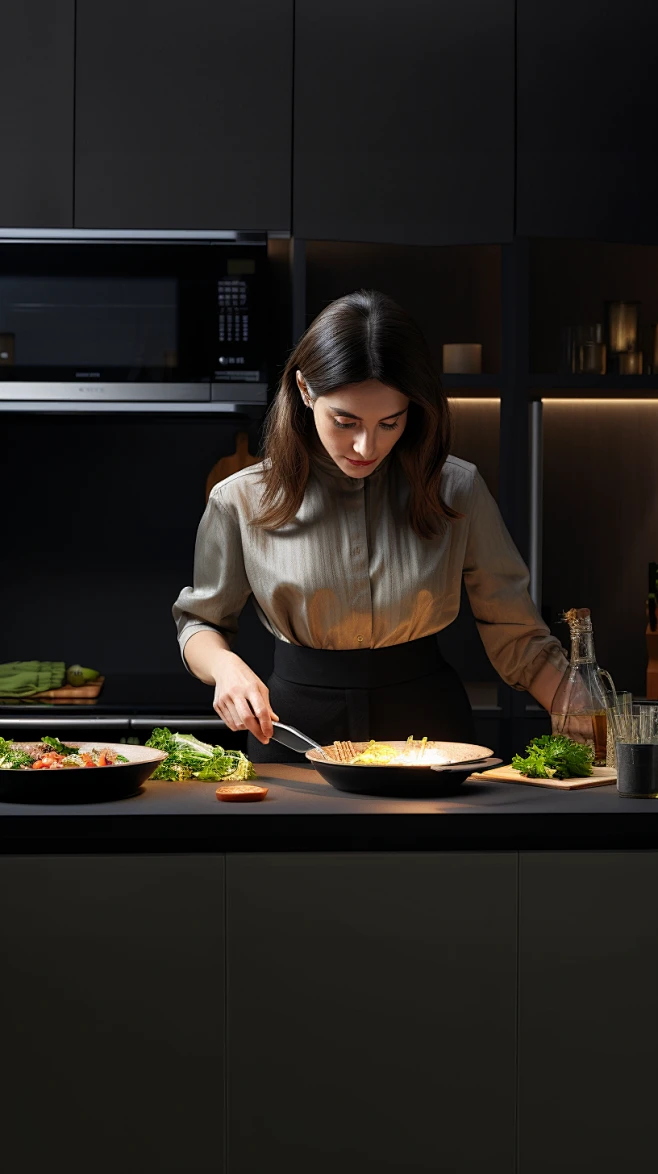 ls7623_woman_making_dinner_in_a_kitchen_in_the_style_of_tenwave ...