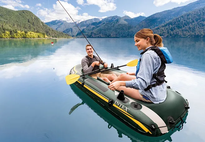 INTEX 68347EP Seahawk 2 Inflatable Boat Set: Includes Deluxe 48in ...