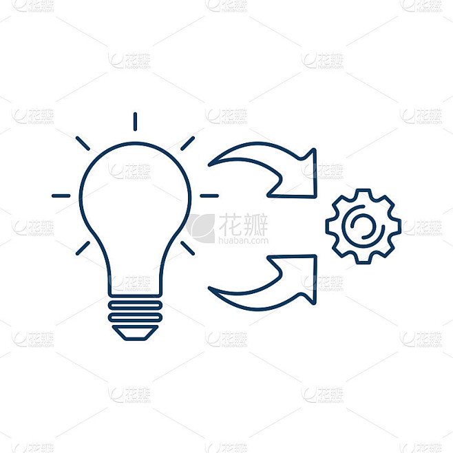 Implementation Icon Vector. Lamp Cogwheel Circle A