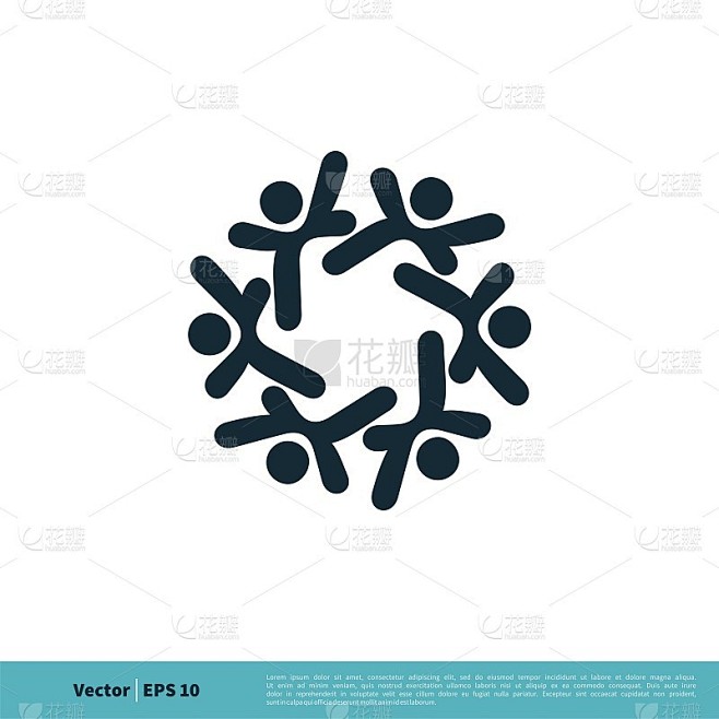 团队图标矢量标志模板插图设计。向量EPS 10。