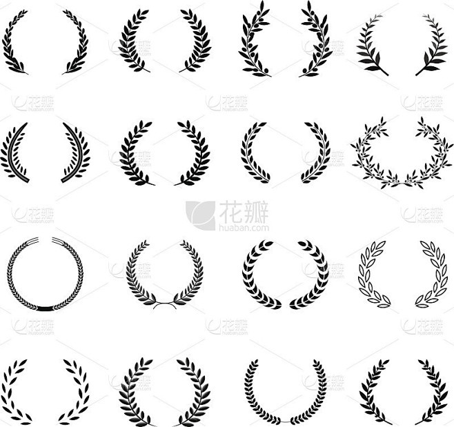 月桂花环向量。元素