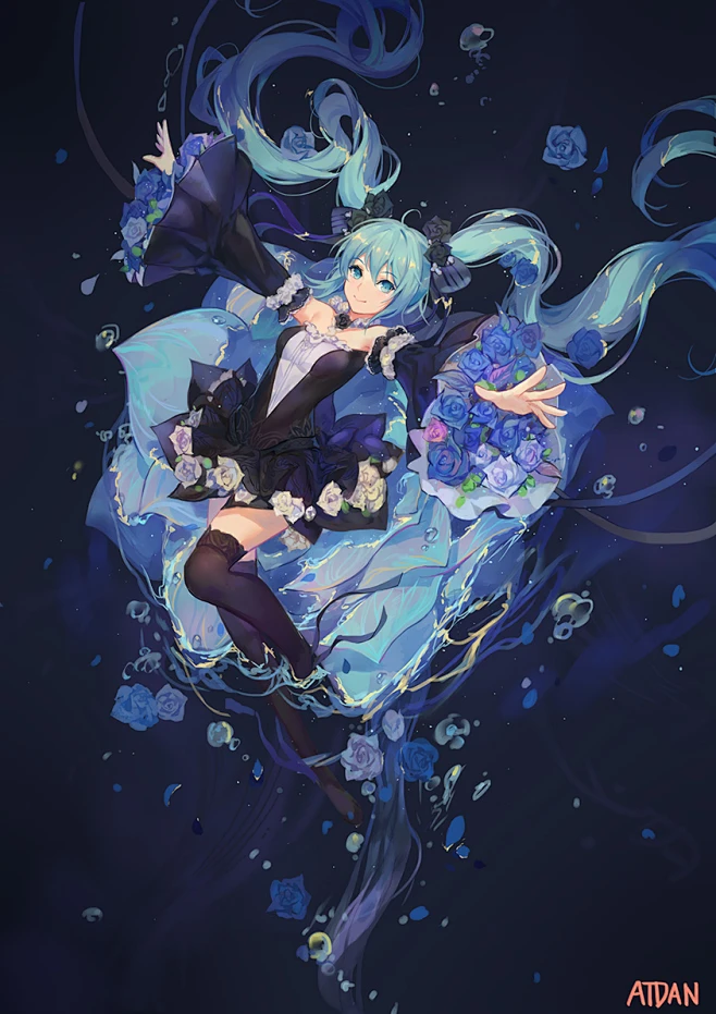 Miku- Blue-花瓣网