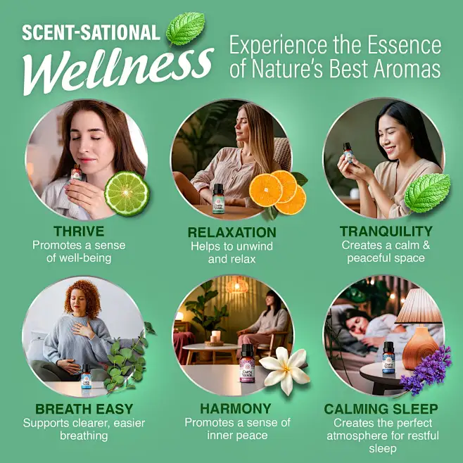 GuruNanda Essential Oils Set of 6 Blended Scents for Aromatherapy and Diffusers, 100% Pure and ...