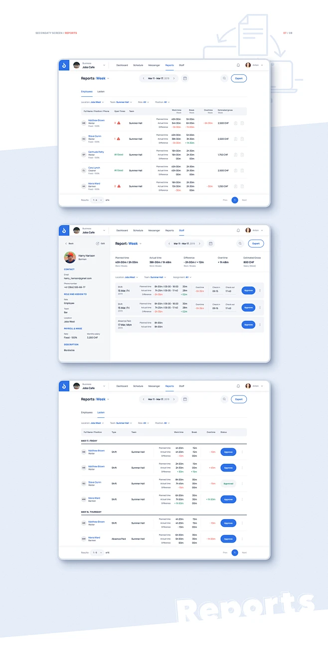 app design UI/UX schedule time management dashboard admin panel ...