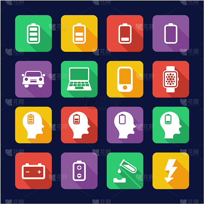 Battery or Power Icons Flat Design