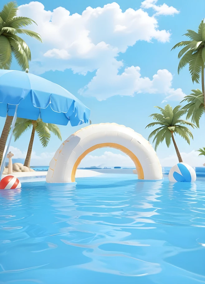 adorable-cartoon-style-A-tropical-swimming-pool-wi (2)-花瓣网