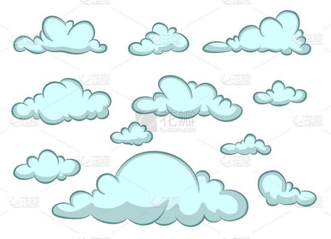 卡通云矢量集。蓝云