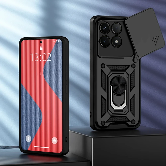 KEYSION Shockproof Armor Case for Xiaomi POCO F6 Pro Slide Camera Lens ...