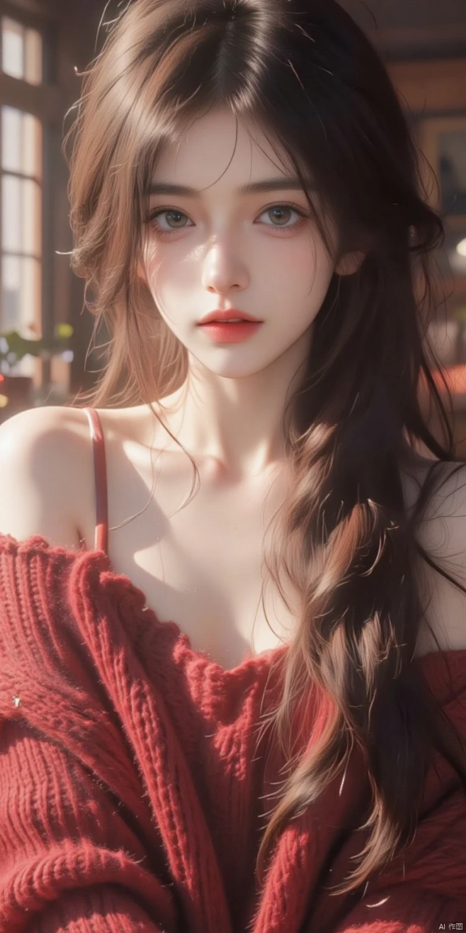 ZOZ_XS High quality, masterpiece, Portrait,cinematic texture,1girl,sexy_sweater, navel,Scarf,Off ...