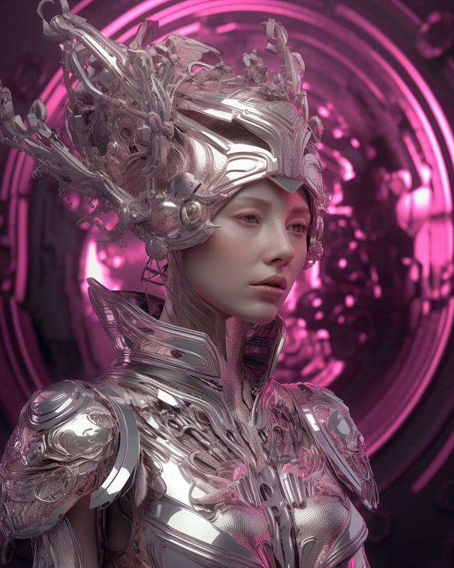 未来科技女性Midjourney关键词描述生成