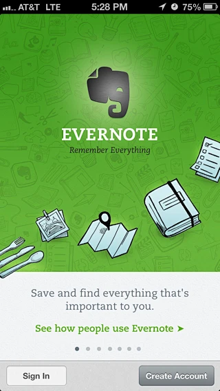Evernote iPhone walkthroughs screenshot-花瓣网
