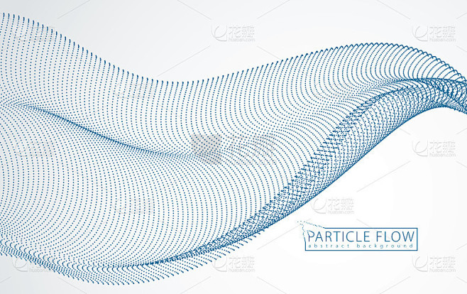 3d particles mesh array wave, sound flowing. Blurr
