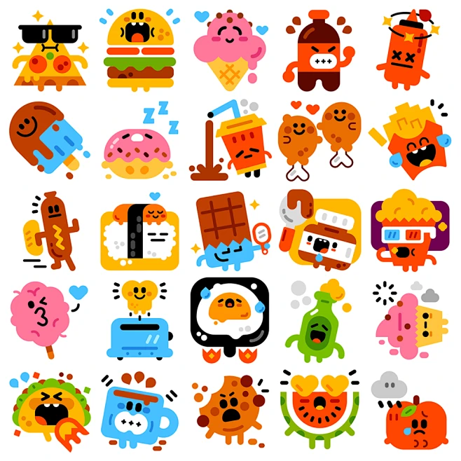 其中包括图片：Fast Food - messenger sticker pack-花瓣网