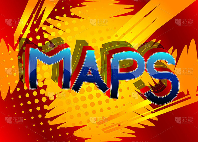 地图漫画风格的卡通文字