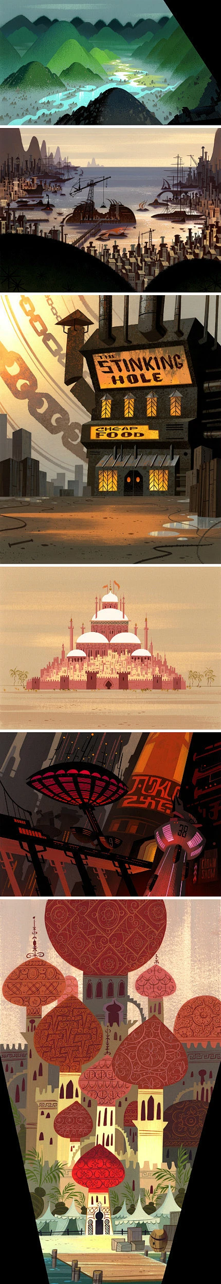 Samurai Jack background paintings by Scott Willis ::图片_游戏地形地图图片素材-花瓣网