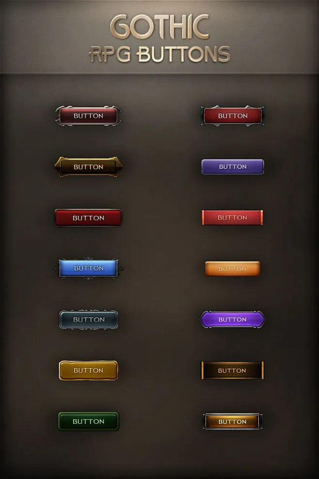 Gothic RPG Buttons H2学院，专注游戏研发教育公益课堂。 H2学院、H2College、GAME UI、UI、icon ...