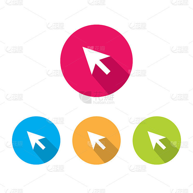 Arrow Cursor Icons With Long Shadow