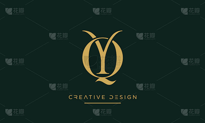 QY, YQ字母字母抽象奢侈标志图标组合