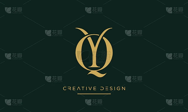 QY, YQ字母字母抽象奢侈标志图标组合素材-花瓣网