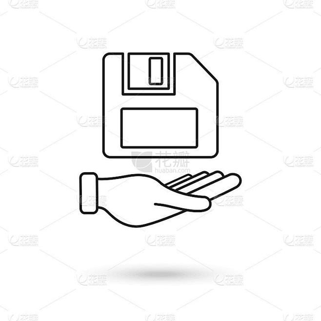 Hand holding Floppy disk or save flat vector icon