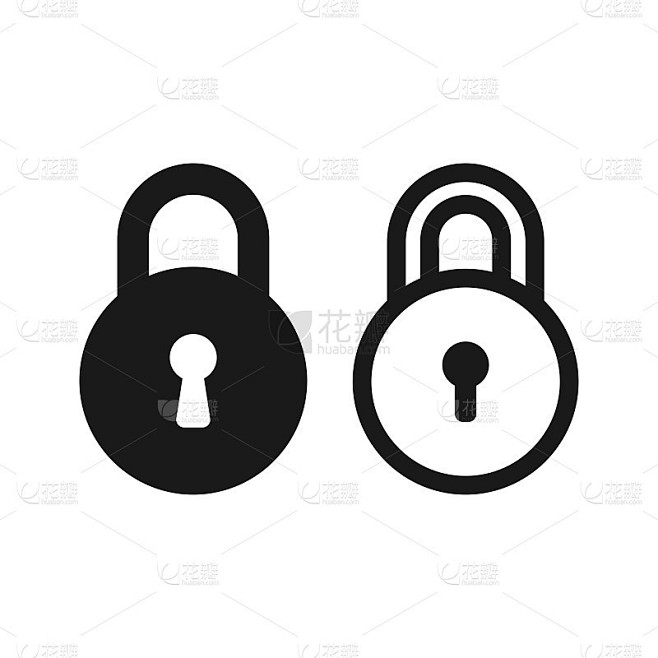 矢量挂锁图标，锁图标在时尚的平面设计