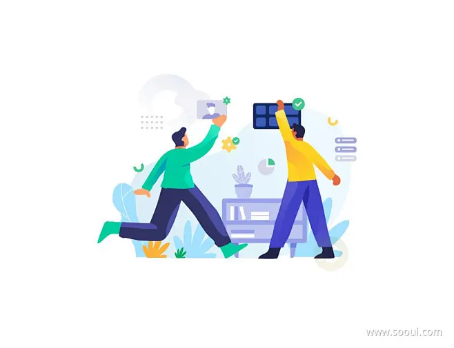 团队精神插图网站1.8UI设计作品多彩渐变插画首页素材资源模板下载-花瓣网