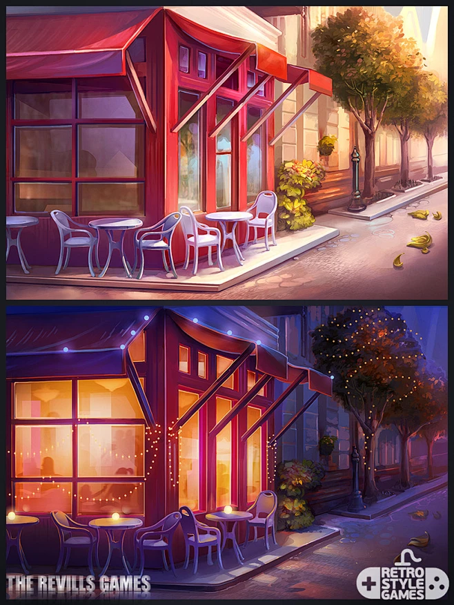 Chef Solitaire: USA - Restaurant Exterior and Interior Game Backgrounds ...