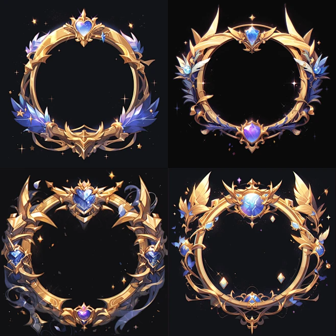 hulei181717_Round_game_avatar_frame_made_of_golden_metal_and_bl ...