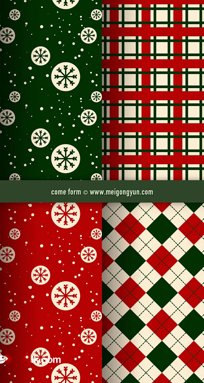 [美工云]-Nice-christmas-patterns漂亮的圣诞节图案矢量下载：图片_材质图片素材-花瓣网