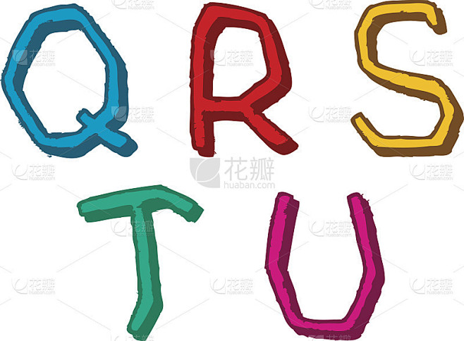 彩色QRSTU不规则字母