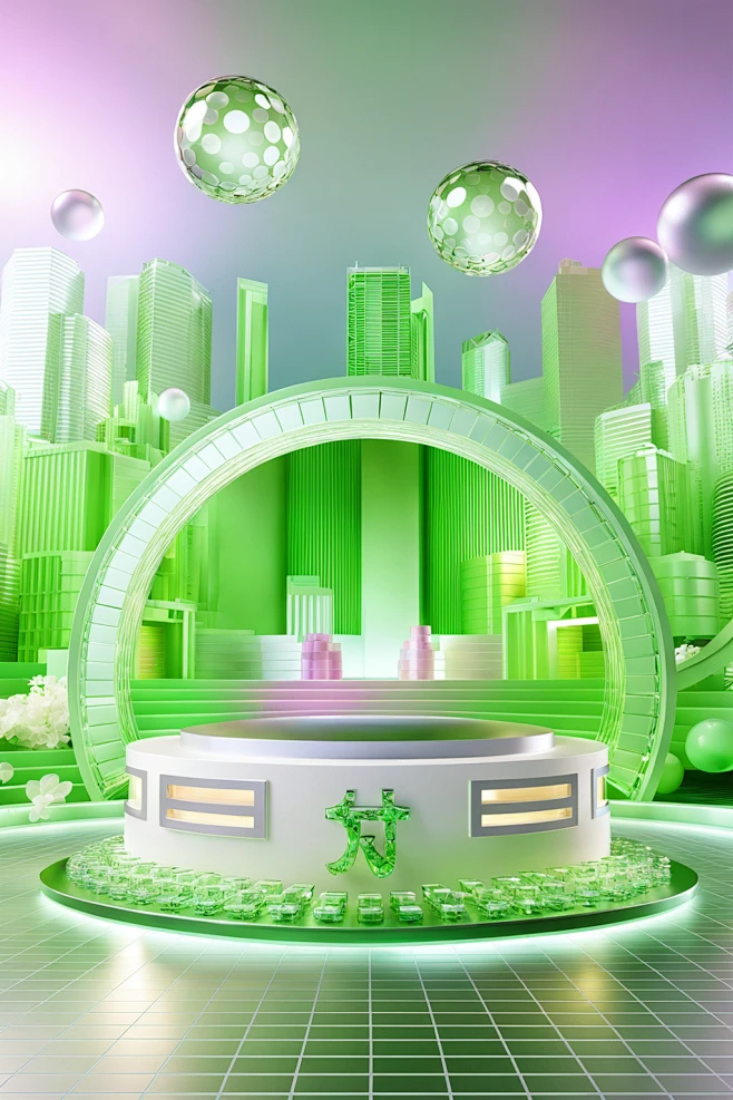 @山卡拉叔叔 电商展台海报C4D设计-花瓣网