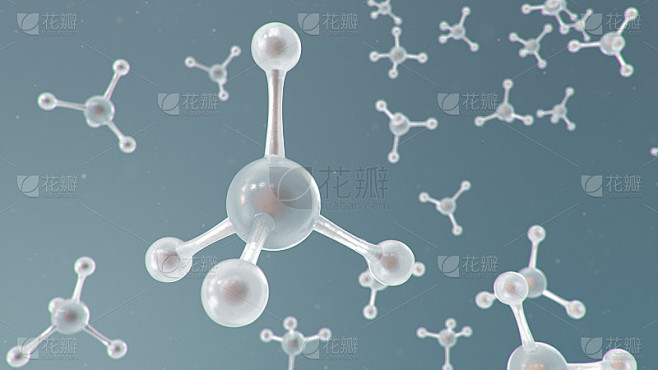 3D演示分子结构。分子化学，以原子的分子元素为背景。医学背景。基因组在分子水平