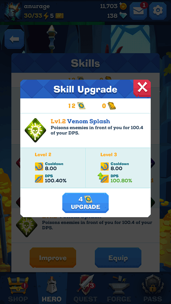 Upgrade Skills Using Scroll Points