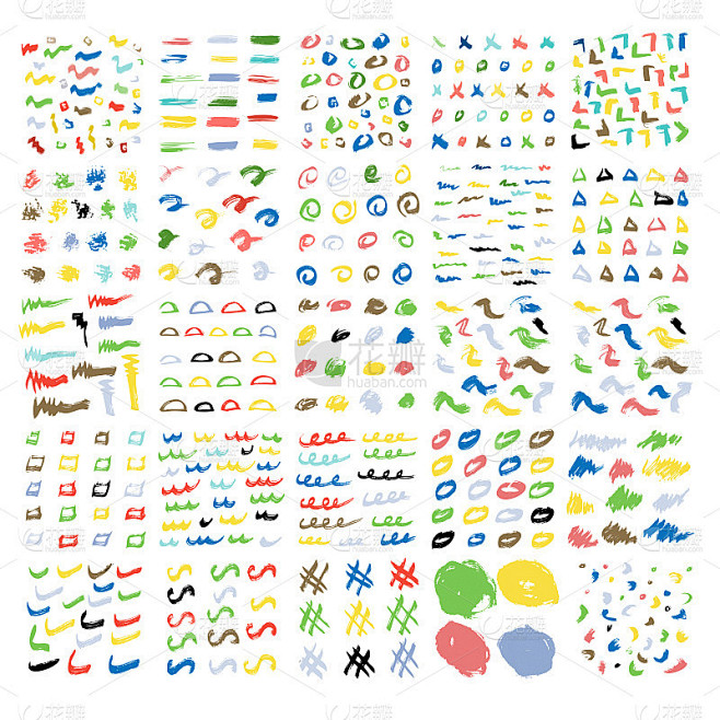 Mega Pack, 25 Style Abstract Scribble colorful Big