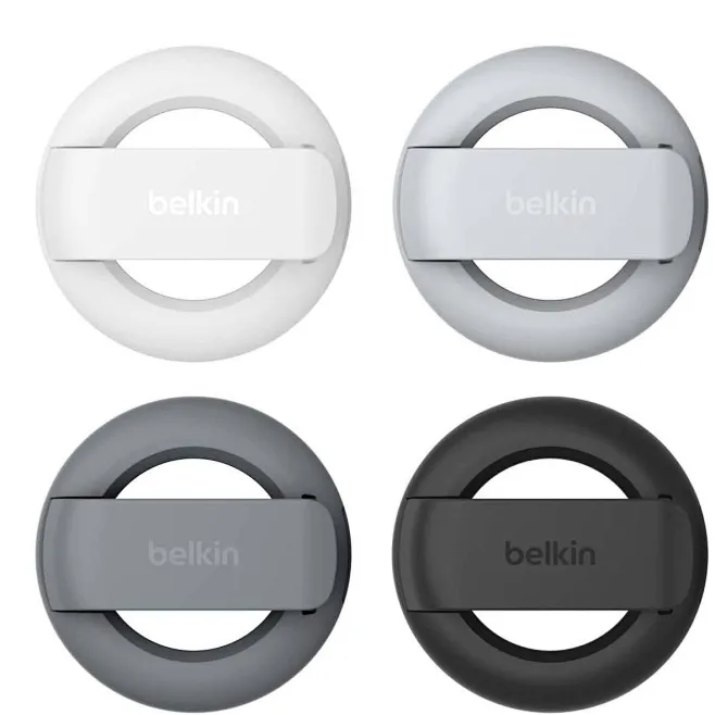 This may contain: three different colors of the belkin ring phone ...