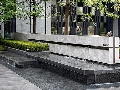 现代水景 叠水景 跌水 景墙水景 小区水景-花瓣网