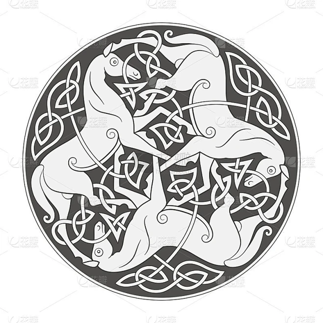 古凯尔特人神话中马三位一体的象征素材-花瓣网