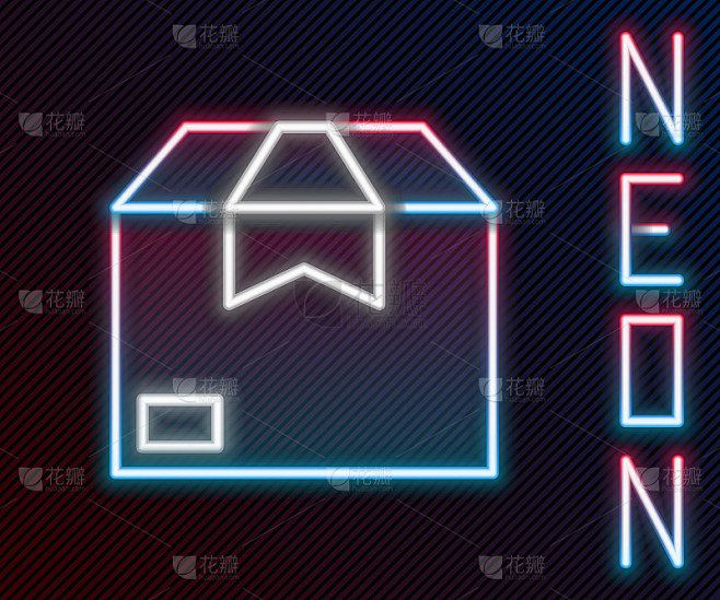 Glowing neon line Carton cardboard box icon isolat