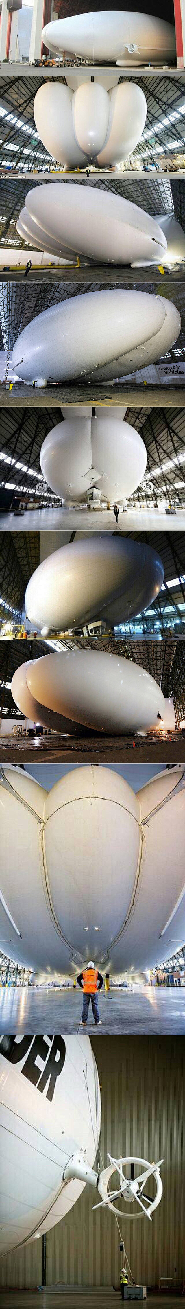 世界最大飞行器“Airlander”在英国亮相，长度90多米，载重量达10吨，并将于4月初试飞……我左看右看上看下看，它都像是个屁股……