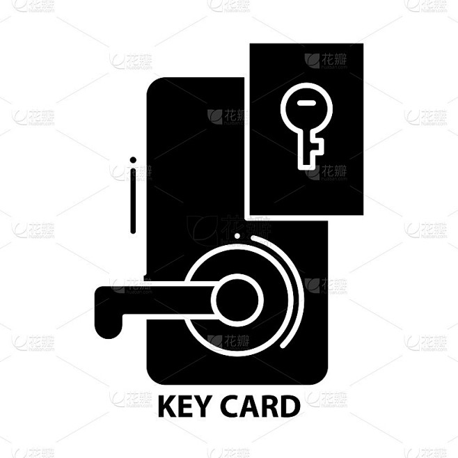 key card icon, black vector sign with editable str