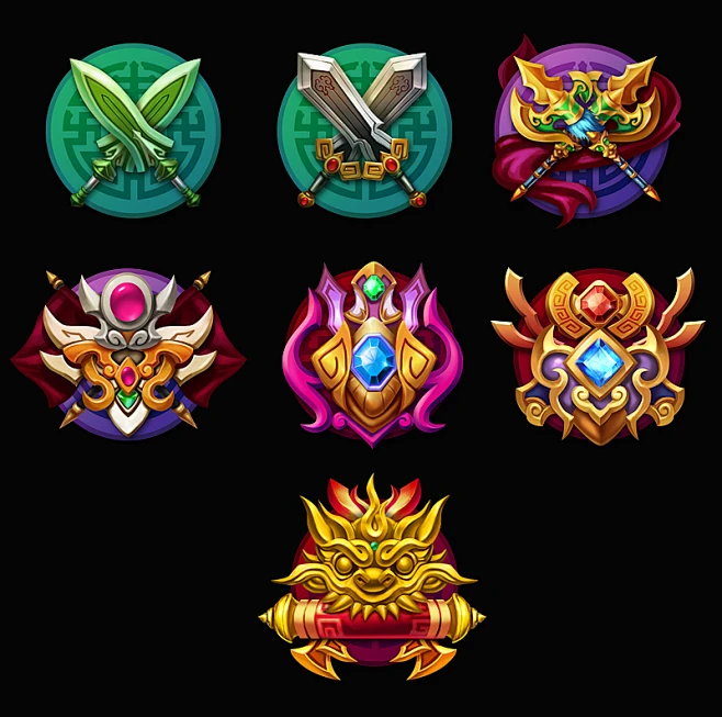 青铜白银黄金铂金钻石王者至尊图标素材-花瓣网